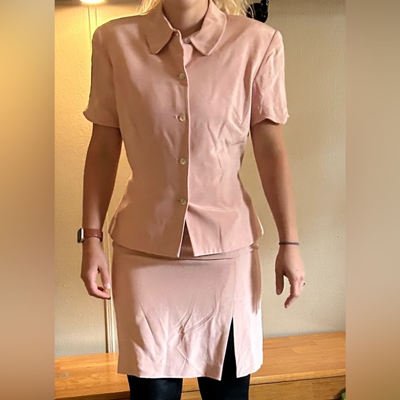 Rena Rowan | Skirts | Soft Pink Silk Blouse Skirt Set | Poshmark